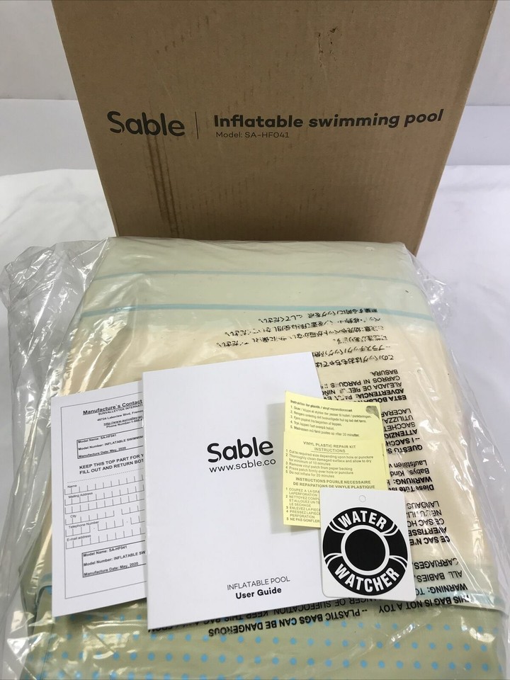 NEW Sable SA-HF041 Inflatable Pool 88" x 85" x 30" with Bench & Back ...