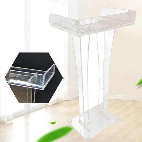 Acrylic Podium Stand 45"H, Clear Podium with Storage Shelf, Portable ...