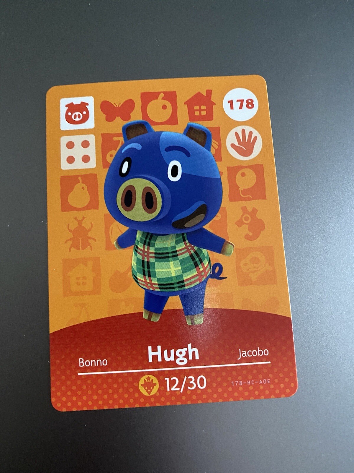178 HUGH Animal Crossing Amiibo Series 2 Card AUTHENTIC Unscanned! US ...