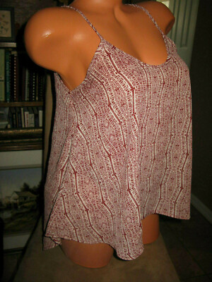 Sienna Sky Women’s flowy tank top size small maroon patterned | eBay