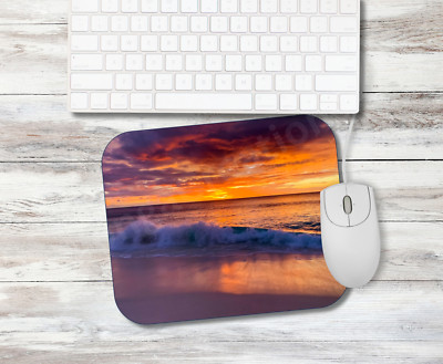 Beach Scenery Orange Sky Mouse Pad Office Household Birthday gift ...