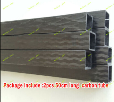 2Pcs 500mm Length Carbon Fiber Square Tube Double-sided Weave Pipe Tube ...