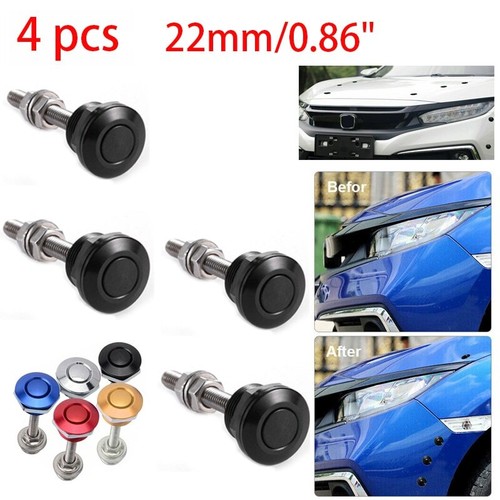 4x 22mm Push Button Quick Release Hood Bonnet Pin Lock Clip Car Bumper ...