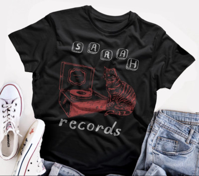 Sarah Records T shirt screen print short sleeve black | eBay