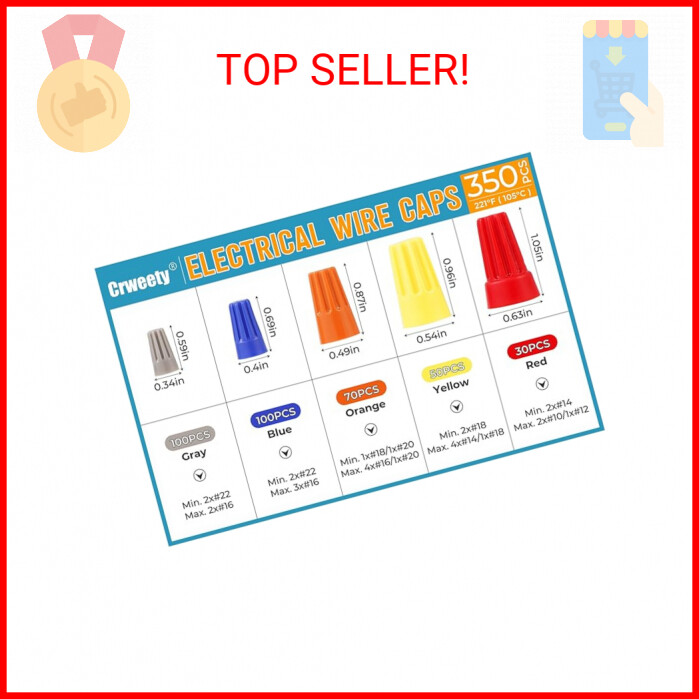 350pcs Electrical Wire Connectors Nuts Colorful Wire Caps Kit Twist ...