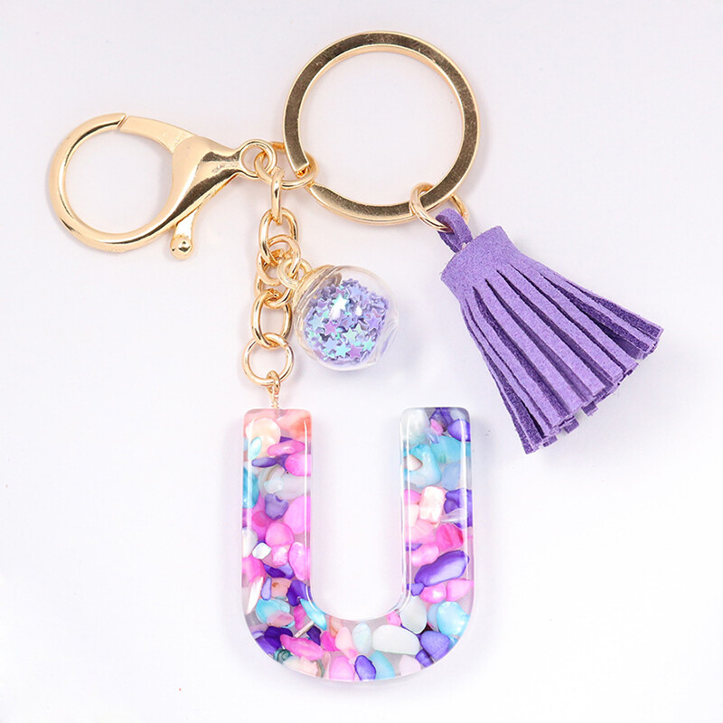Alphabet Keyring Charm A-Z Initials Letter Key Ring Shiny Key Chain Bag ...