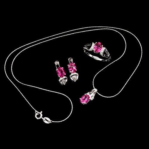 Summer 925 Silver Sets Oval Pink Topaz 7x5mm Natural Gemstone Jewelry ...