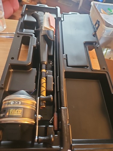 Zebco Tackle Tote Case Black With Zebco 33 Rod & Reel Combo Never Used ...