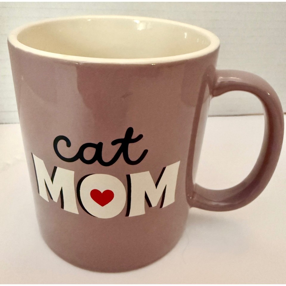 Cat Mom Coffee Mug Mauve Novelty Gift Idea Cute Pet Lover Present | eBay
