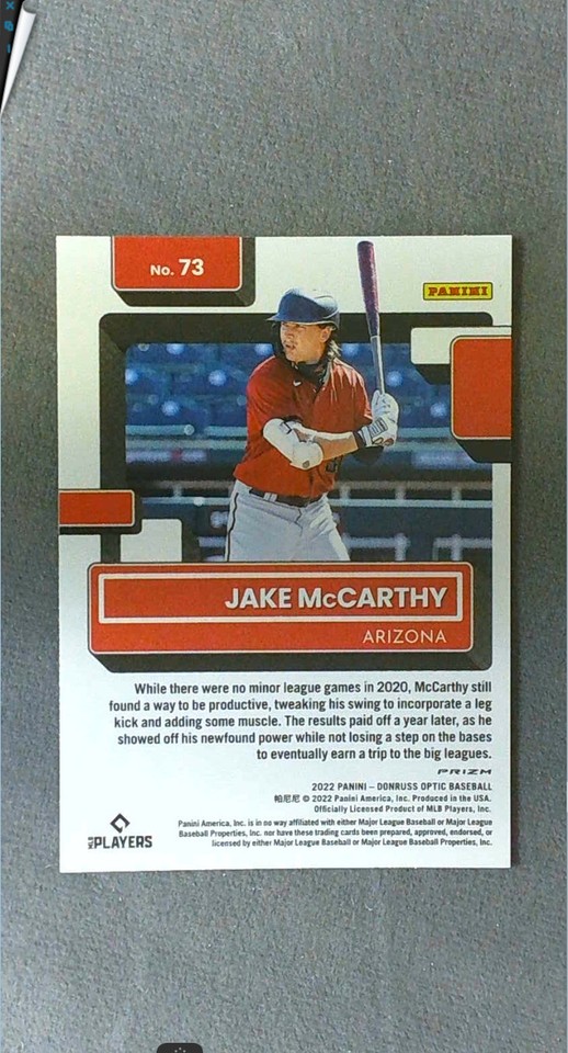 2022 Donruss Optic Rated Rookie Silver Prizm #73 Jake McCarthy ...