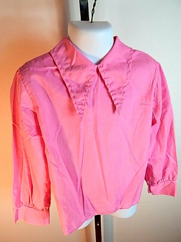 Vintage 1970s Miss Quality Pink Peasant Blouse Shirt Pointy Collar ...