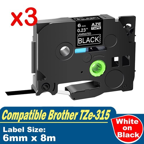 3x Compatible TZe-315 TZ315 Label Tape 6mm for Brother P-Touch White on ...
