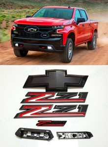 4PC 2019-2022 Silverado 1500 Black Bowtie Grille Emblem Front Fender ...