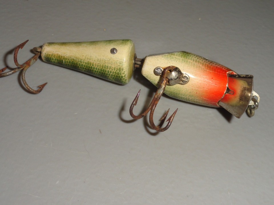 VINTAGE FISHING LURE WOODEN PFLUEGER JOINTED PAL-O-MINE SERIES 9000 ...