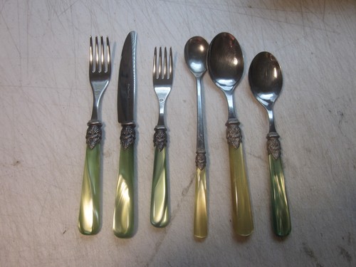 EME INOX 18/10 ITALY NAPOLEAN GREEN 6-PIECE FLATWARE SETTING w/ICED TEA ...