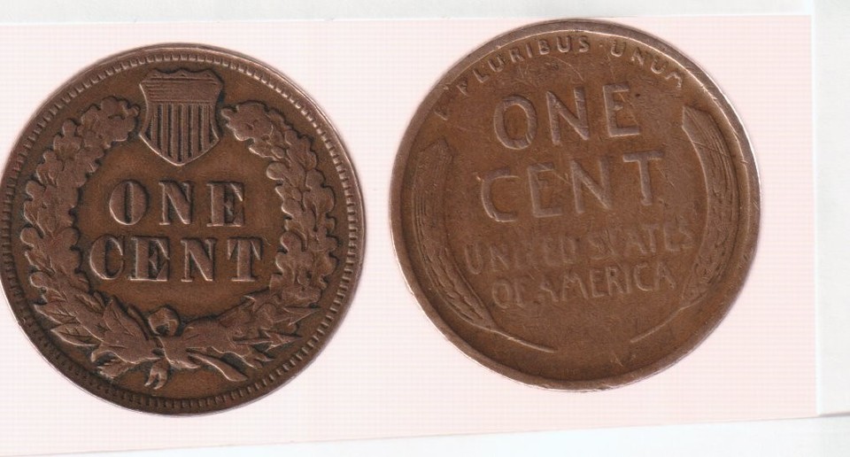 Rare Old US 1909 Indian Head Cent & 1909 Lincoln Wheat Penny Collection ...