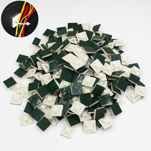 100pcs 25*25mm Cable Tie Base Self Adhesive Backed Sticky Wire Fixing ...