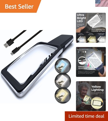 Ergonomic 6X Magnifier with Anti-Glare Lens & 3-Color LEDs - Low Vision ...
