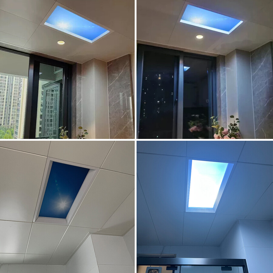 72W Dimmable LED Blue Sky Lamp Panel Ceiling Fixture Roof Natural ...