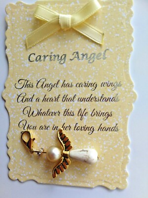 Beautiful Caring Angel Charm with Verse, Keepsake, Gift, | eBay UK