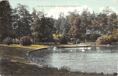1912 Pond on AH Alker's Estate Great Neck LI NY post card | eBay