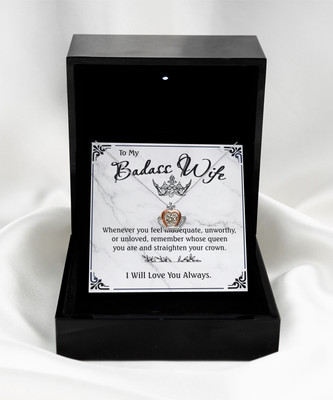 Crown Necklace, To My Badass Wife, Jewelry Necklace Pendant Gift For ...