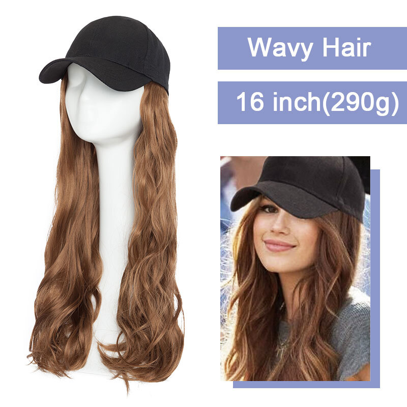 One Piece Baseball Hat with Synthetic Hair Wigs Straight Bob Baseball ...