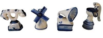 Vintage Delft Blue Porcelain Miniature Figurines Netherlands Lot of ...