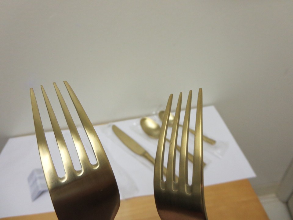 Fortessa LUCCA 5 PC Place Setting Gold Finish Hammered Faceted 18/10 ...