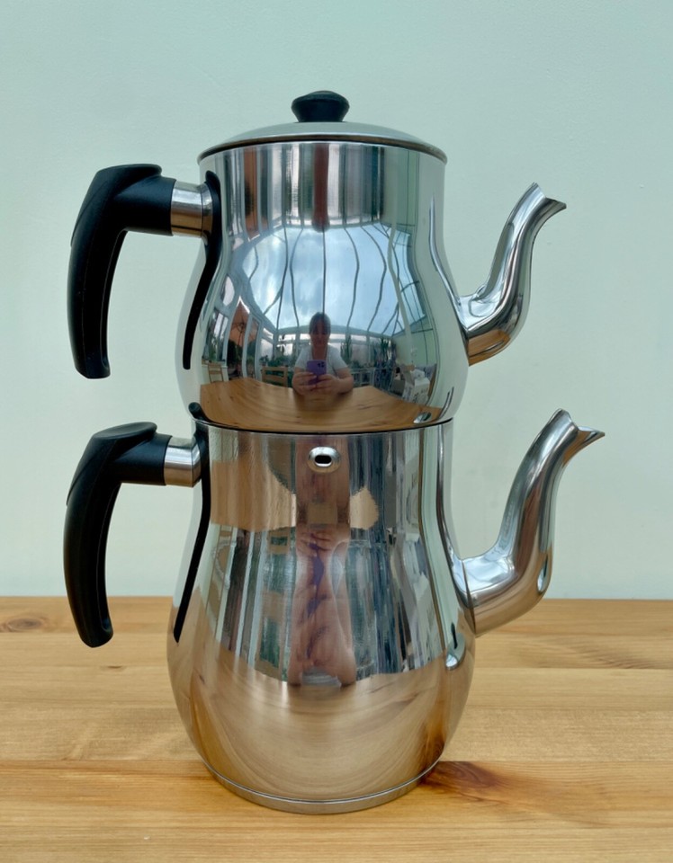 Traditional Teapot Stainless Steel Caydanlik Turkish Double Kettles XS ...