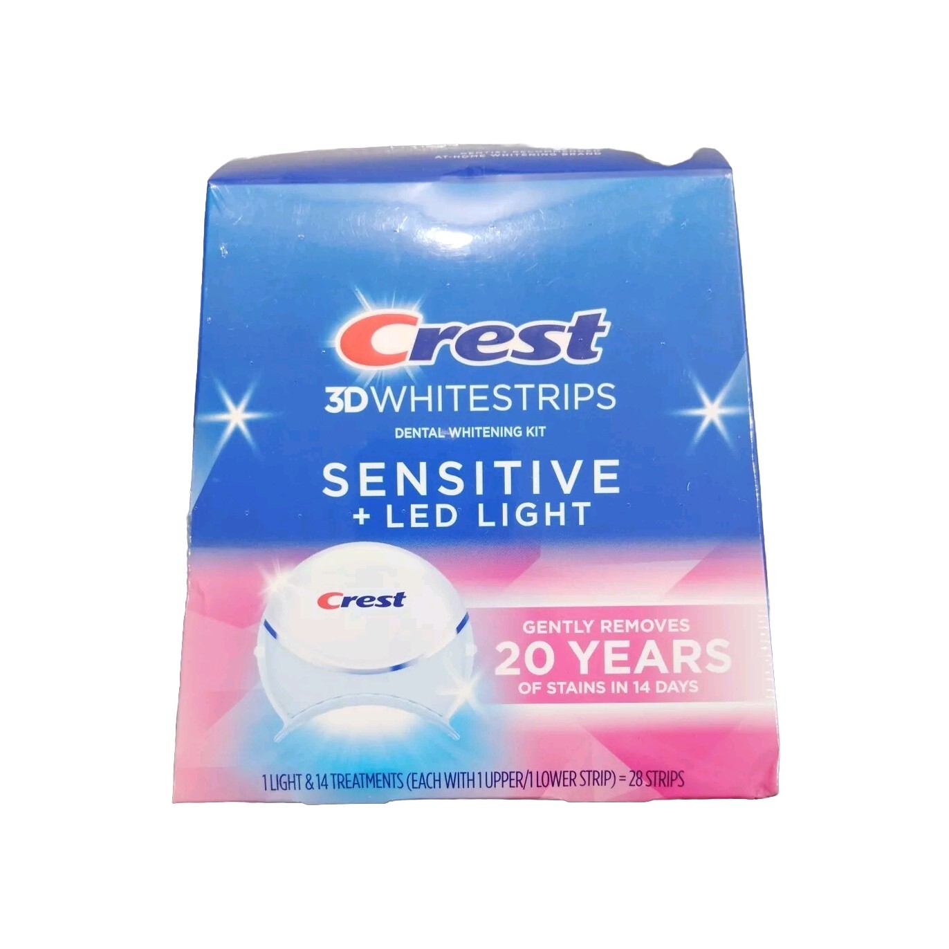 Crest 3D Whitestrips Sensitive & Led Light Dental Kit 28 Strips 01/27 ...