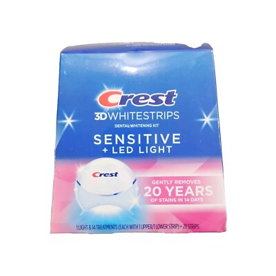 Crest 3D Whitestrips Sensitive & Led Light Dental Kit 28 Strips 01/27 ...