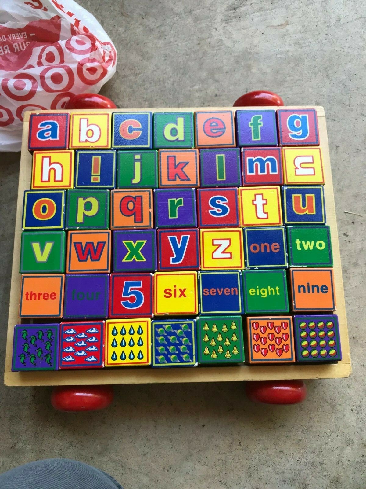 NEW 42 Piece Melissa & Doug ABC & 123 Wood Block Cart Classic Pull Toy ...