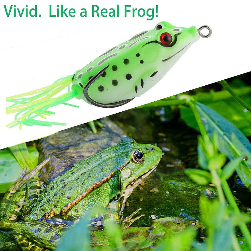 5 PCS Large Frog Topwater Soft Fishing Frogs Lure Bait Bass Crankbaits ...