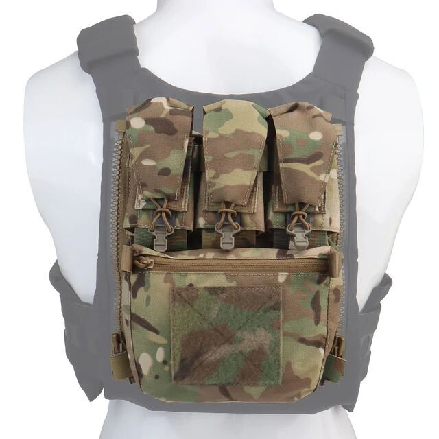 Tactical Plate Carrier Vest Tri-Pocket Back Panel Storage Pouch for ...
