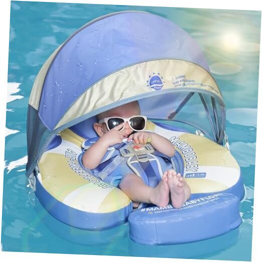 Mambobaby Float with Canopy, Baby Pool Float Non-Inflatable Baby Float ...