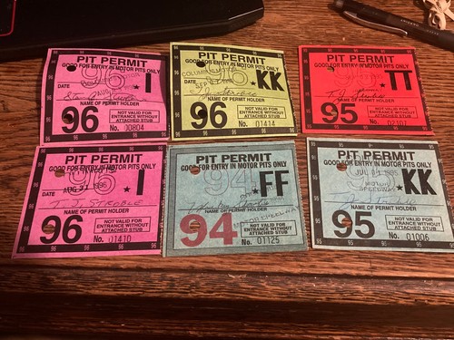 LOT OF 23 Auto Racing Pit Permit 1994 1995 1996 COLUMBUS MOTOR SPEEDWAY ...