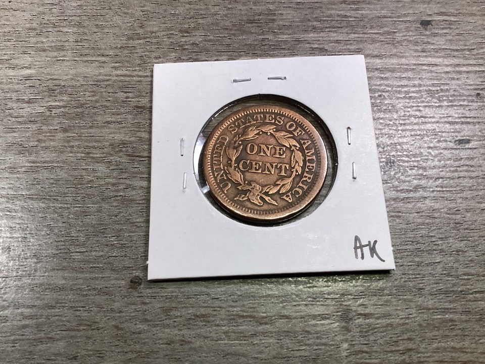 1853 Braided Hair Large Cent Early US Copper Coin in AU Condition ...