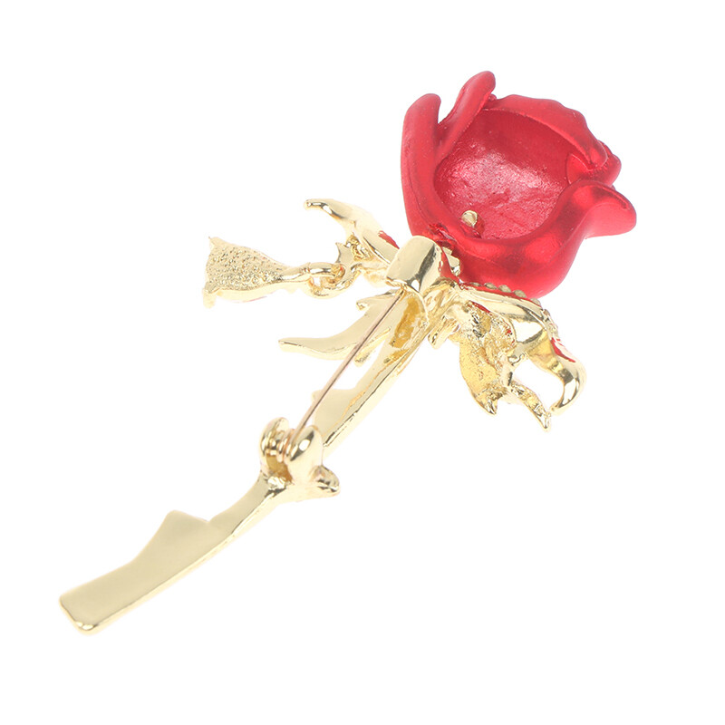 Rhinestone Red Rose Flower Brooches For Women Elegant Flower Bouquet ...