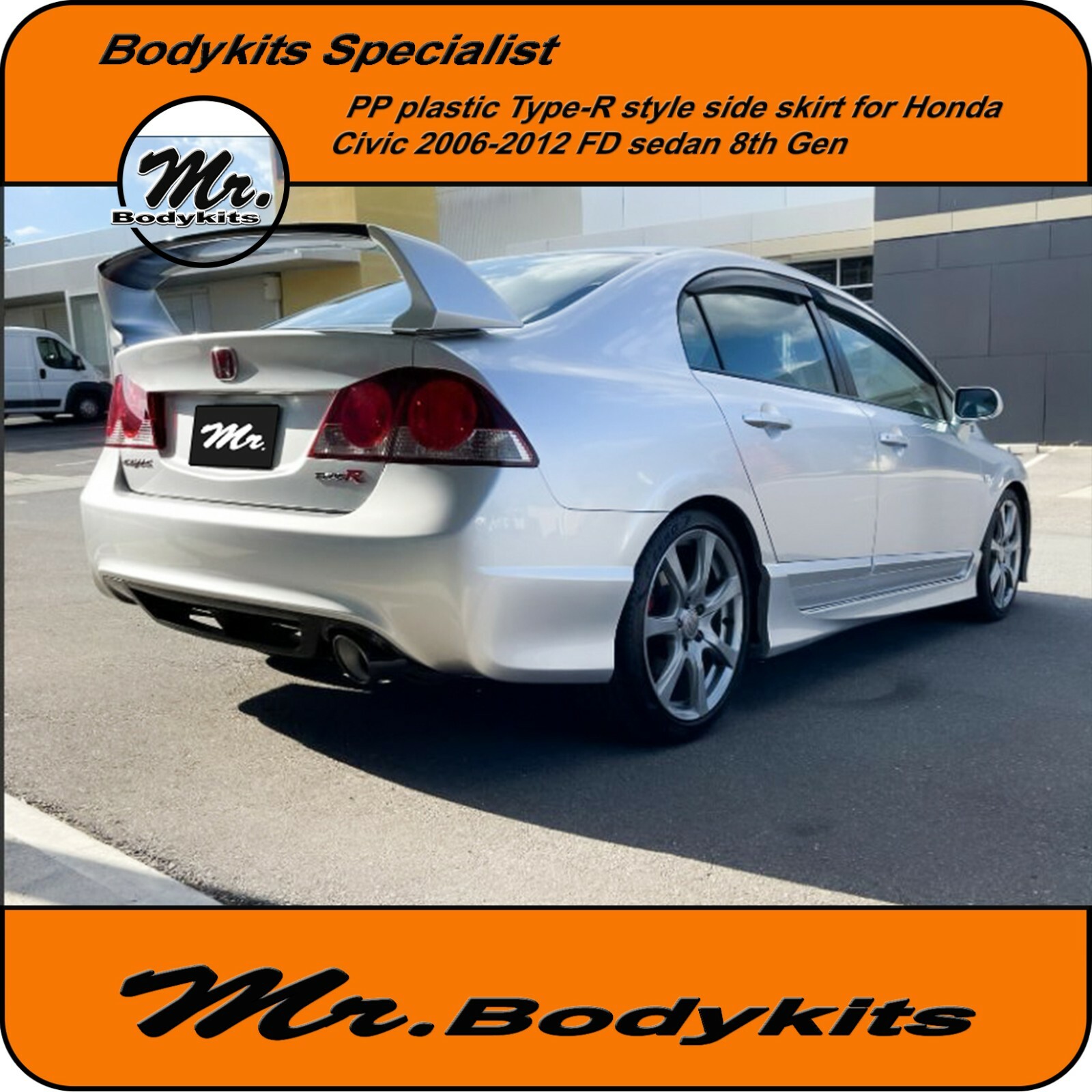Mr Bodykits Type-R Style Side Skirts For Honda Civic 2006-2012 Sedan FD ...