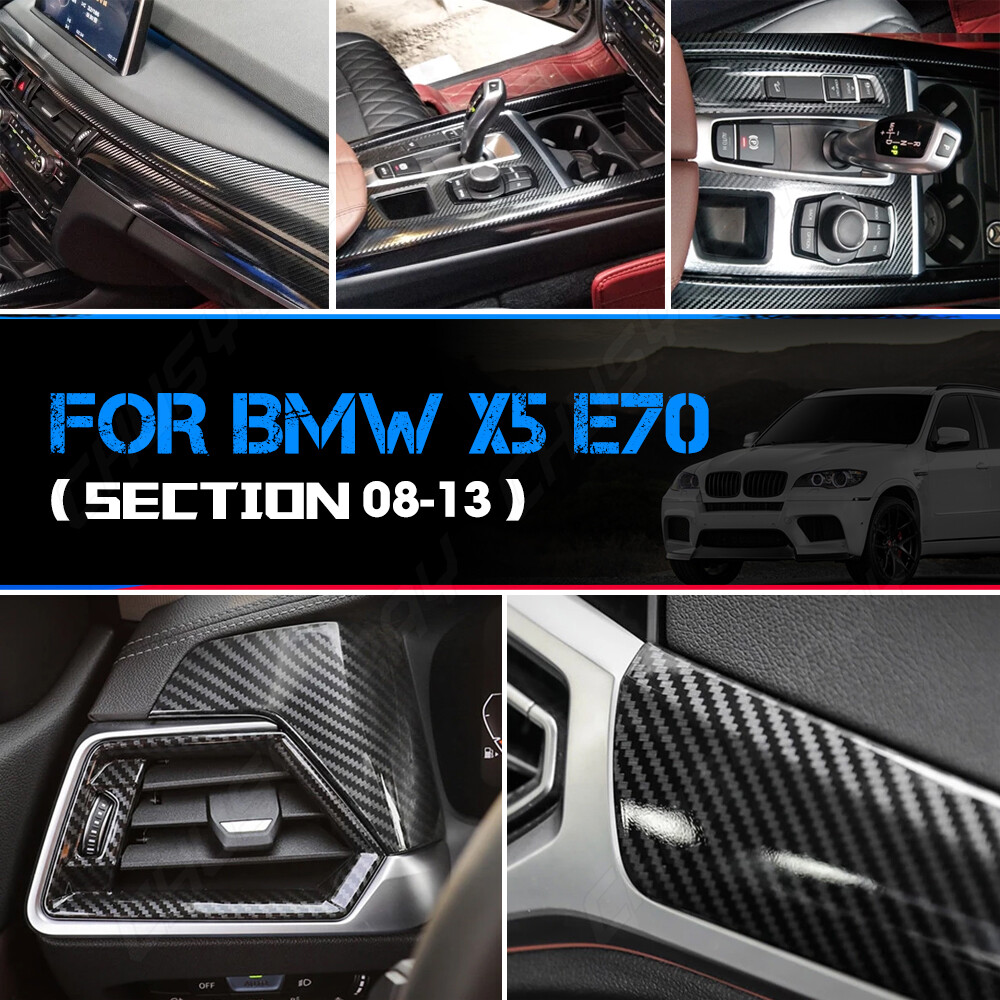 For BMW X5 E70 X6 E71 08-14 Carbon Fiber BK Car Interior Decor Kit Trim ...
