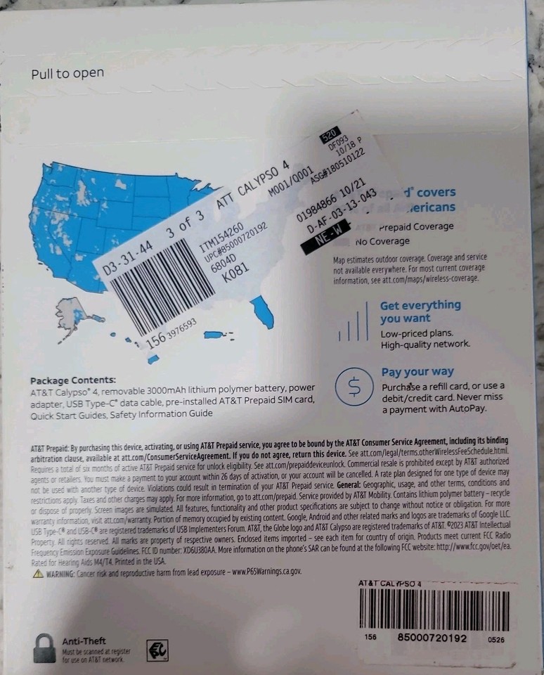 AT&T PREPAID CALYPSO 4 (32GB) Smartphone - Vapor Gray 8MP Android Face ...