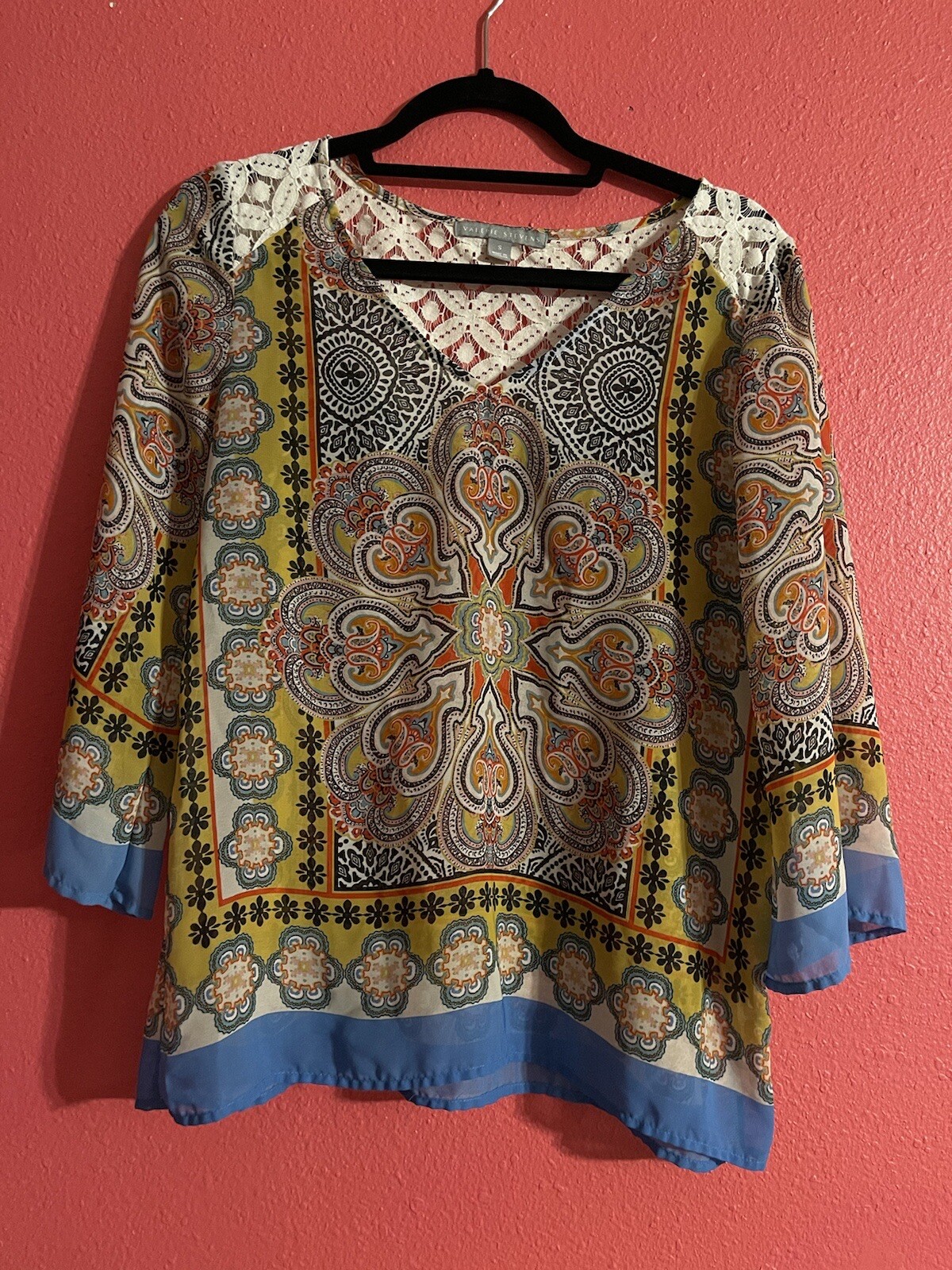 Women’s Valerie Stevens sheer Colorful shirt top size… - Gem