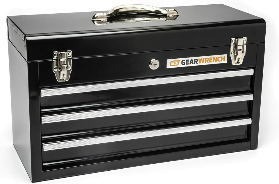 Black Steel Toolbox Stack Head 3 Drawer with Lifting Top Bearing ...