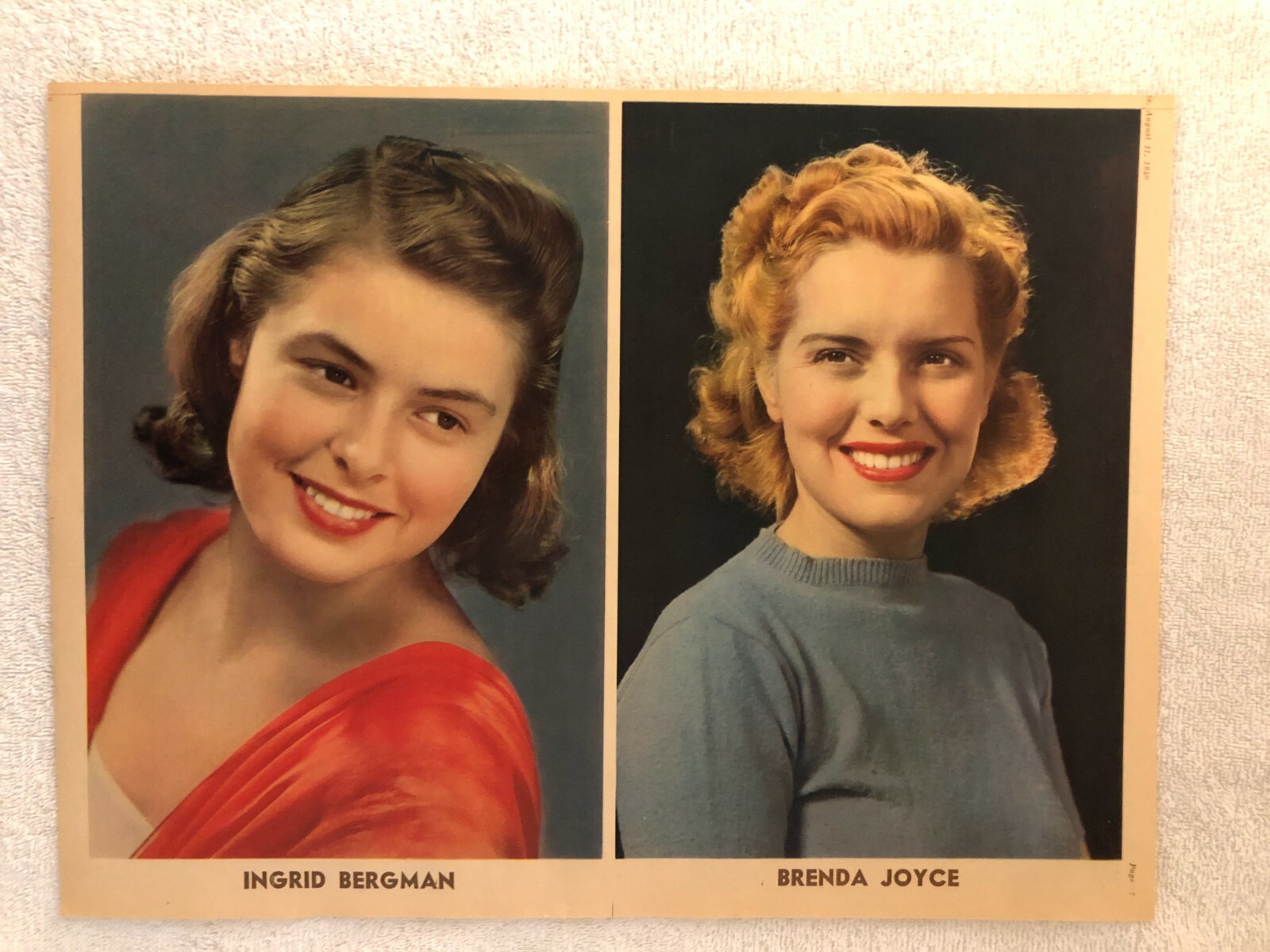 RARE 1940 INGRID BERGMAN BRENDA JOYCE Coloroto New York Sunday News ...