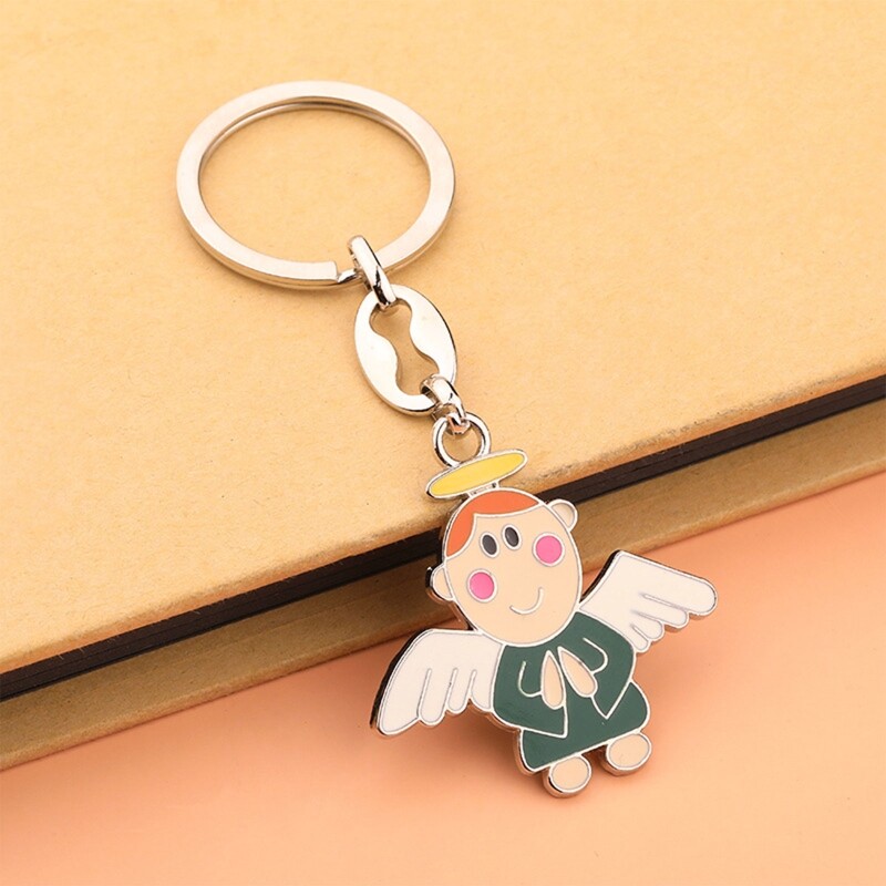 Cartoon Enamel Angel with Wing Keychain Charm Pendant Crafts Accessory ...