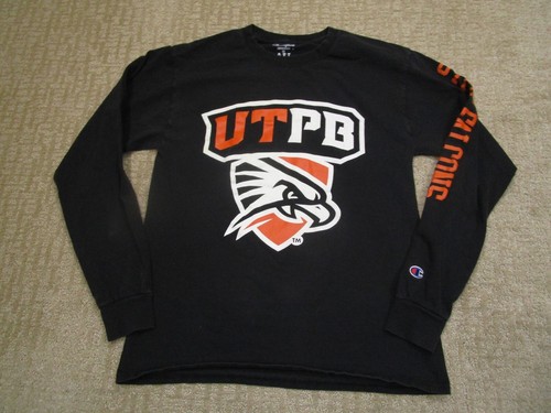 UTPB Falcons Shirt Men Medium Black Champion Long Sleeve Side Giant ...