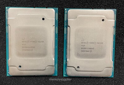 Lot of (2) SR3GN Intel Xeon Silver 4112 Quad-Core 2.60GHz 9.60GT/s UPI ...