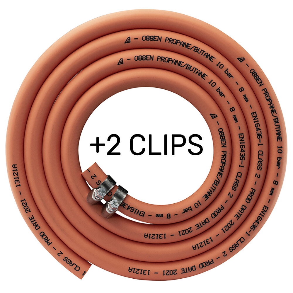 8mm Rubber Gas Pipe, Propane/ Butane + Pipe Clips, Camping, British ...