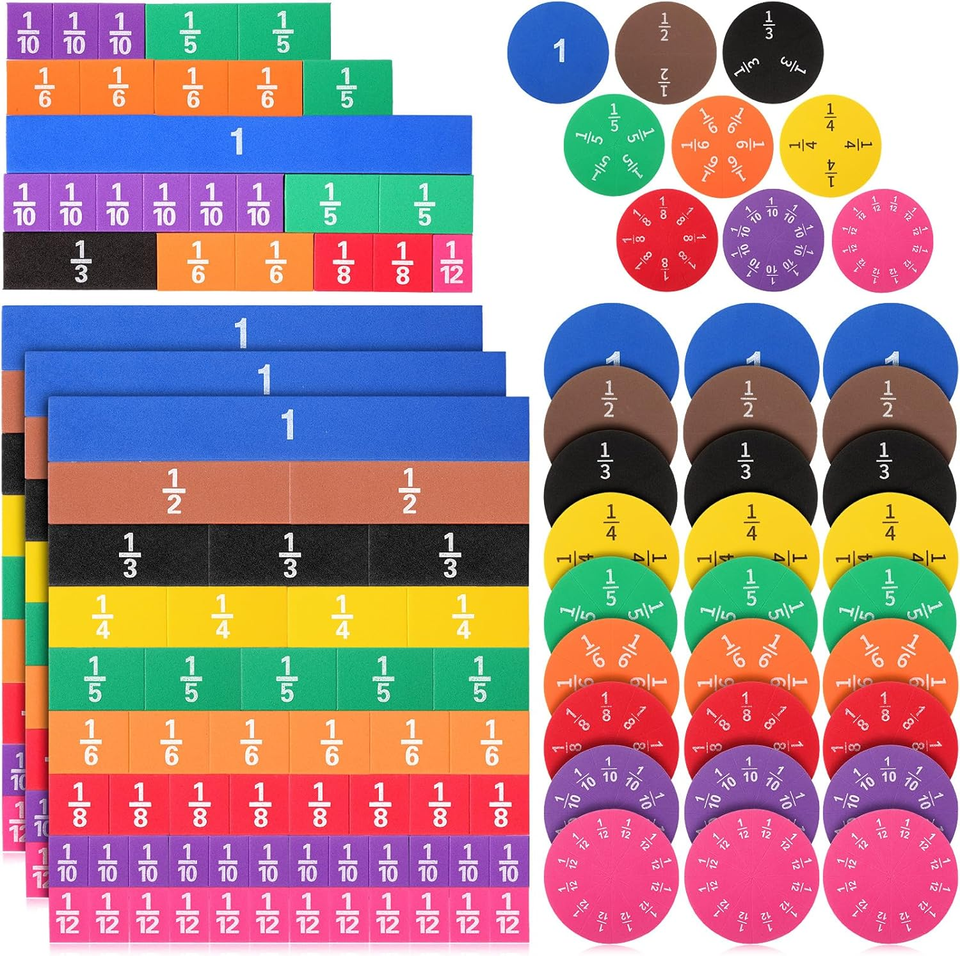 6 Sets Fraction Tiles Circles Set for Math Fractions Manipulatives Math ...